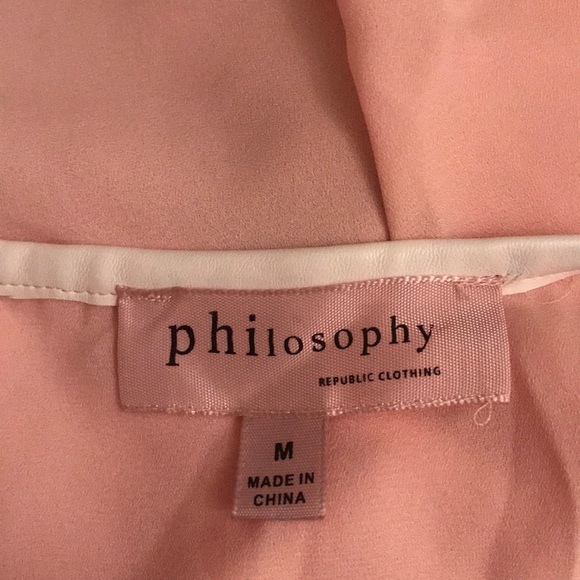 Philosophy | Tops | Philosophy Blush Pink Sheer Blouse Wwhite Piping ...
